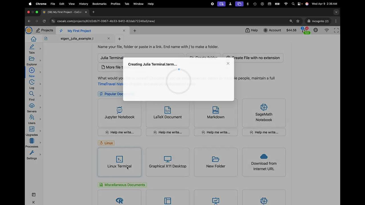 How to Run Julia Files Using Linux Terminals in CoCalc - YouTube
