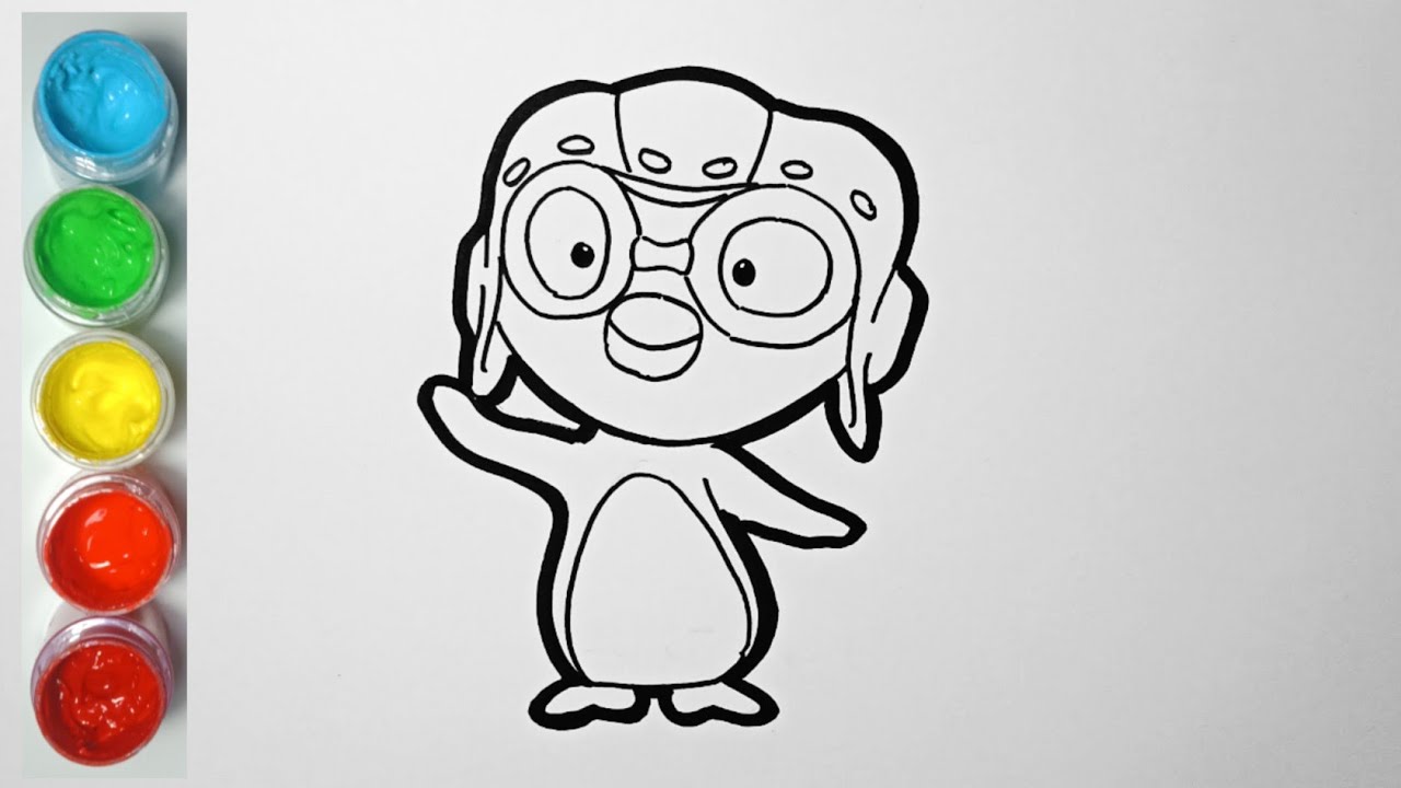 Cartoon!! Menggambar dan mewarnai Pororo | Draw and color a Pororo ...