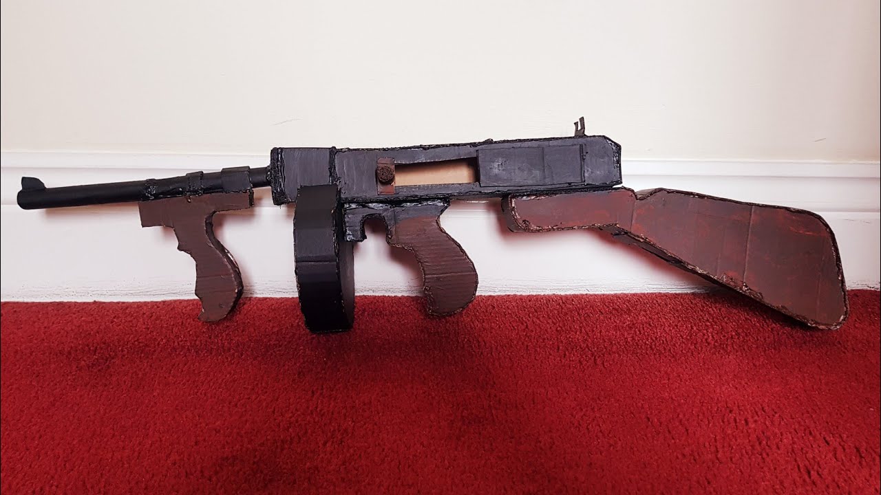 cardboard Thompson/Tommy gun showcase - YouTube