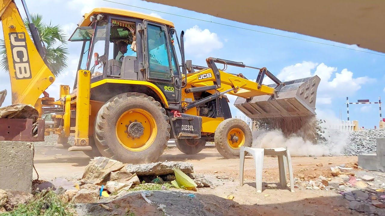 JCB 3DX New Railway Doubling Road in Jalli Shifting | jcb video - YouTube