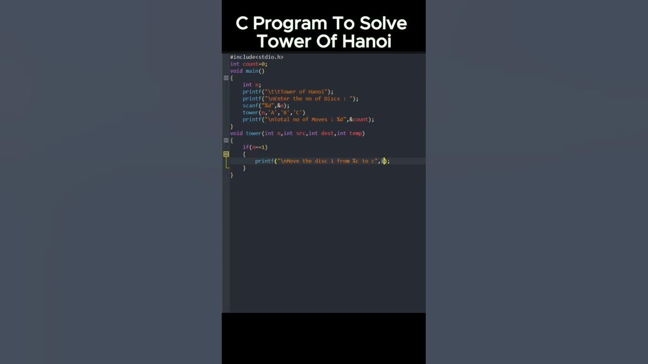 C Program To Solve Tower Of Hanoi Trending Programming Trending Coding Viral Cprogramming