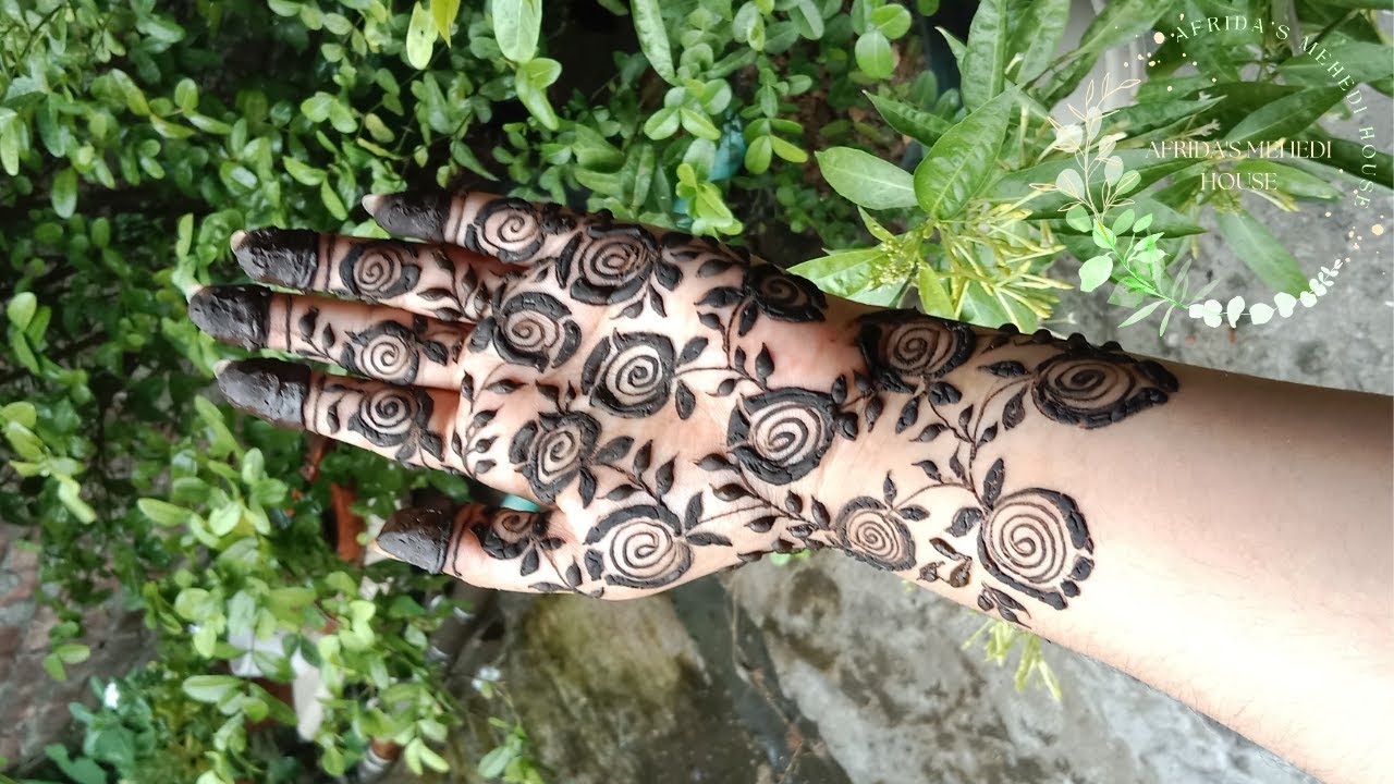 Most Viral and Trending Rose Semi Bridal Mehedi Design || Rose Mehendi ...