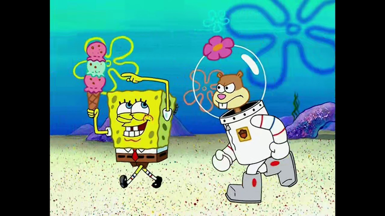 SpongeBob Trying to Distract Sandy from Fighting the Alaskan Bull Worm ...