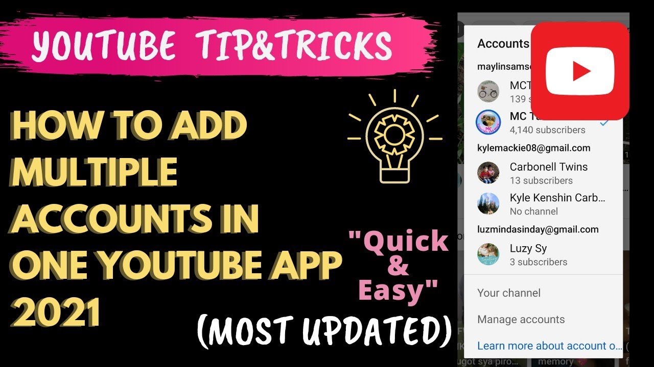 HOW TO ADD MULTIPLE ACCOUNT IN YOUTUBE USING YOUR PHONE | #youtubetrick ...