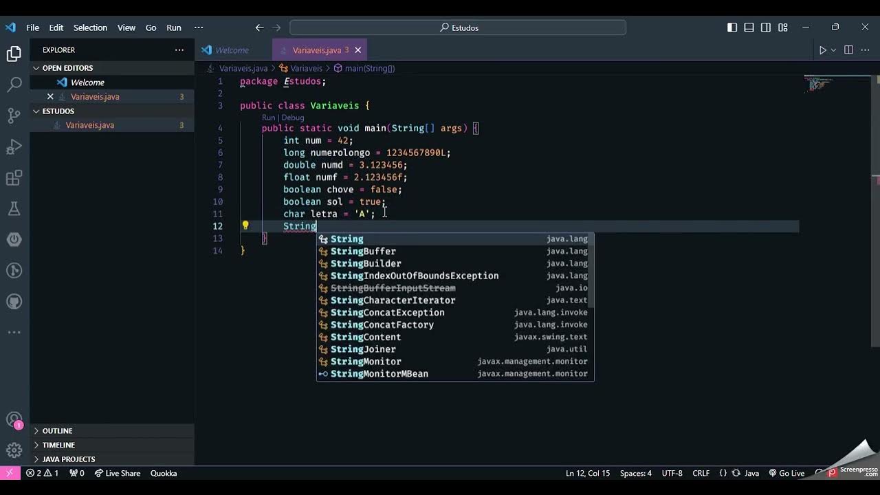 Iniciando em java (01) - Declarando Variável - YouTube