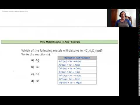 Chem 163 lecture 17.6 Metals Dissolving in Acid - YouTube