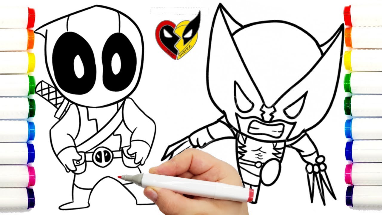 Deadpool & Wolverine Coloring Pages Team marvel Avengers Superheroes ...