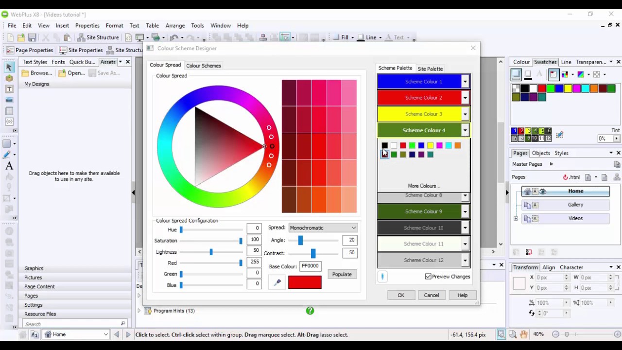Using the colour scheme designer - YouTube
