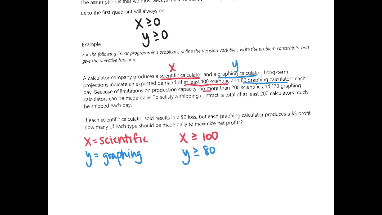 Writing Constraints and Objective Functions - YouTube