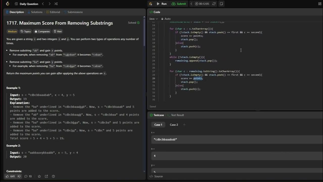 LeetCode 1717. Maximum Score From Removing Substrings - YouTube