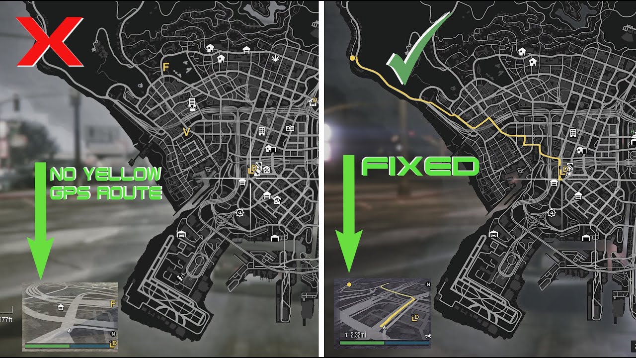 How To Fix NO YELLOW GPS ROUTE Showing On Map GTA Online - YouTube