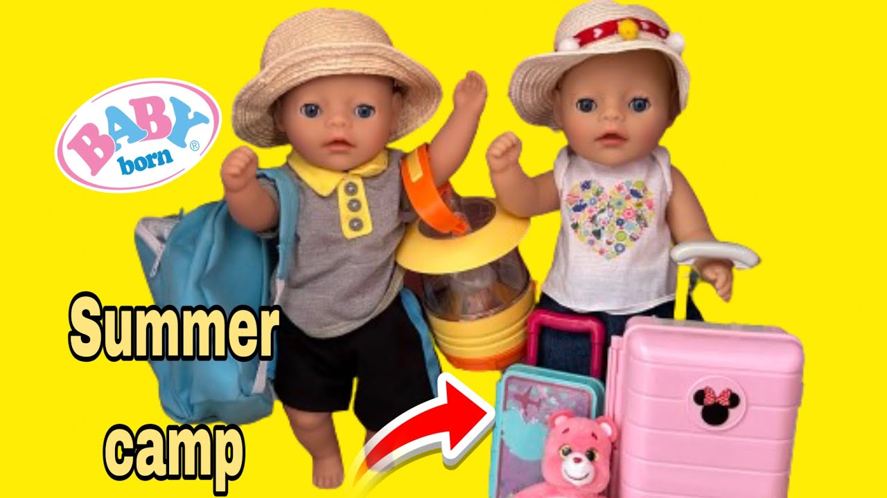 Baby born doll twins packing diaper bag and suitcase for Summer camp 🏕️ ...