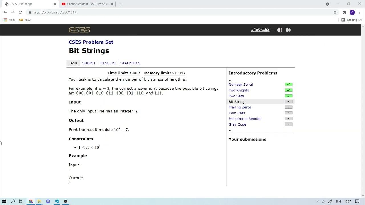 [CSES.FI PYTHON] Bit Strings - YouTube