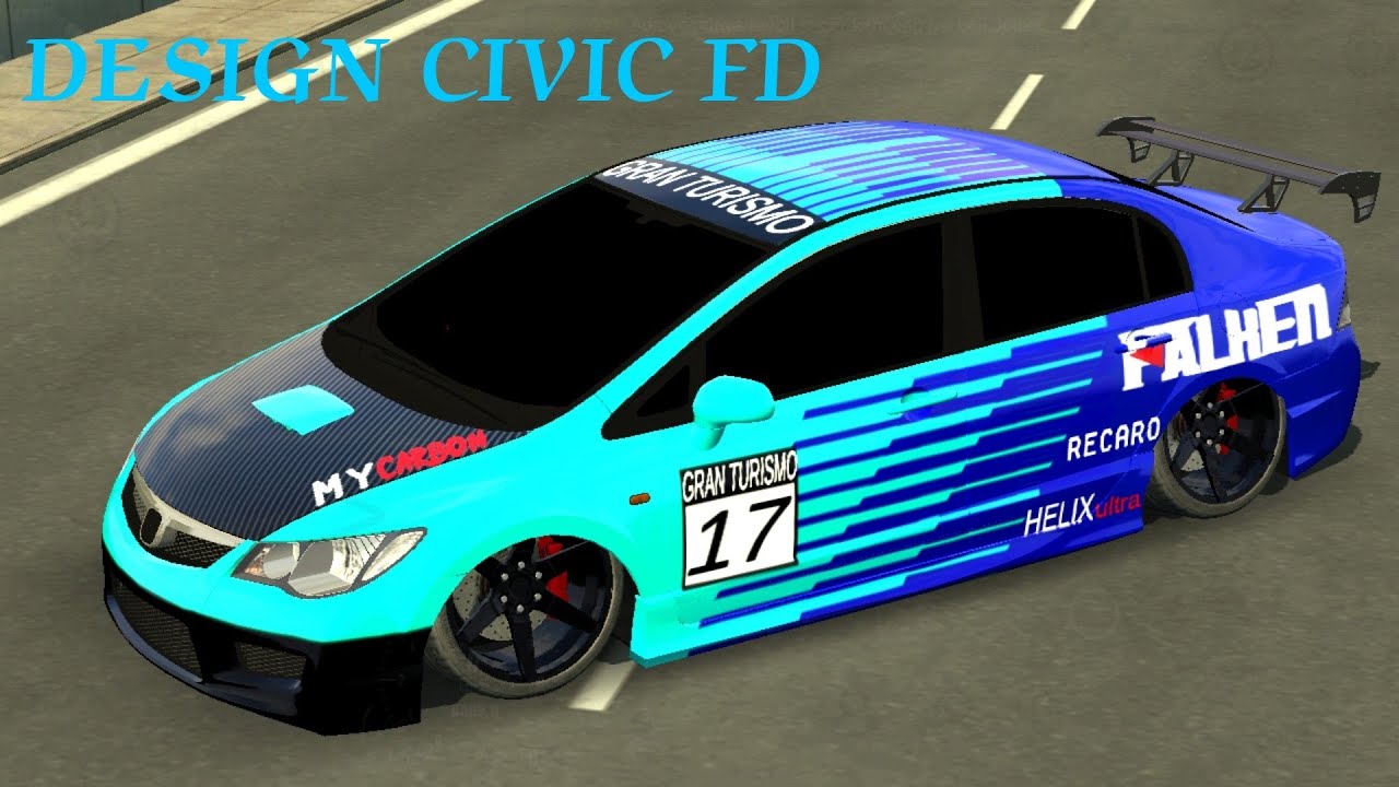 TUTORIAL ESAY DESIGN HONDA CIVIC FD ||DESIGN FALKEN LIVERY|| CAR ...