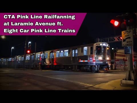 CTA Pink Line action at Laramie Avenue w/ 8 Car Pink Line trains, on ...