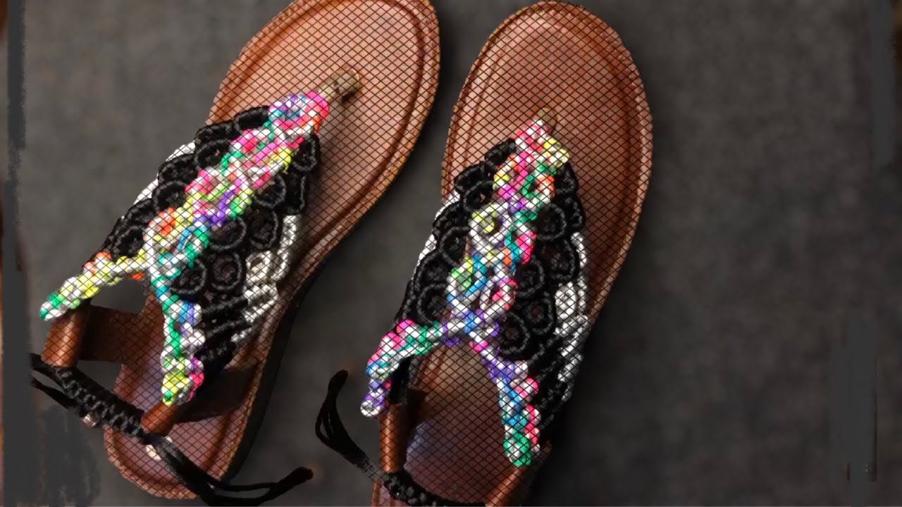 Macrame - Macrame Paso a paso I tutorial sandale macramé multicolore ...
