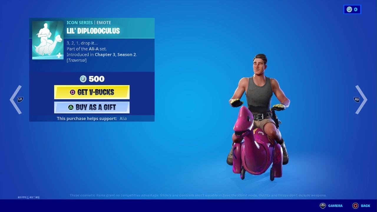 Fortnite Alia new LIL'Diplodoculus emote view - YouTube