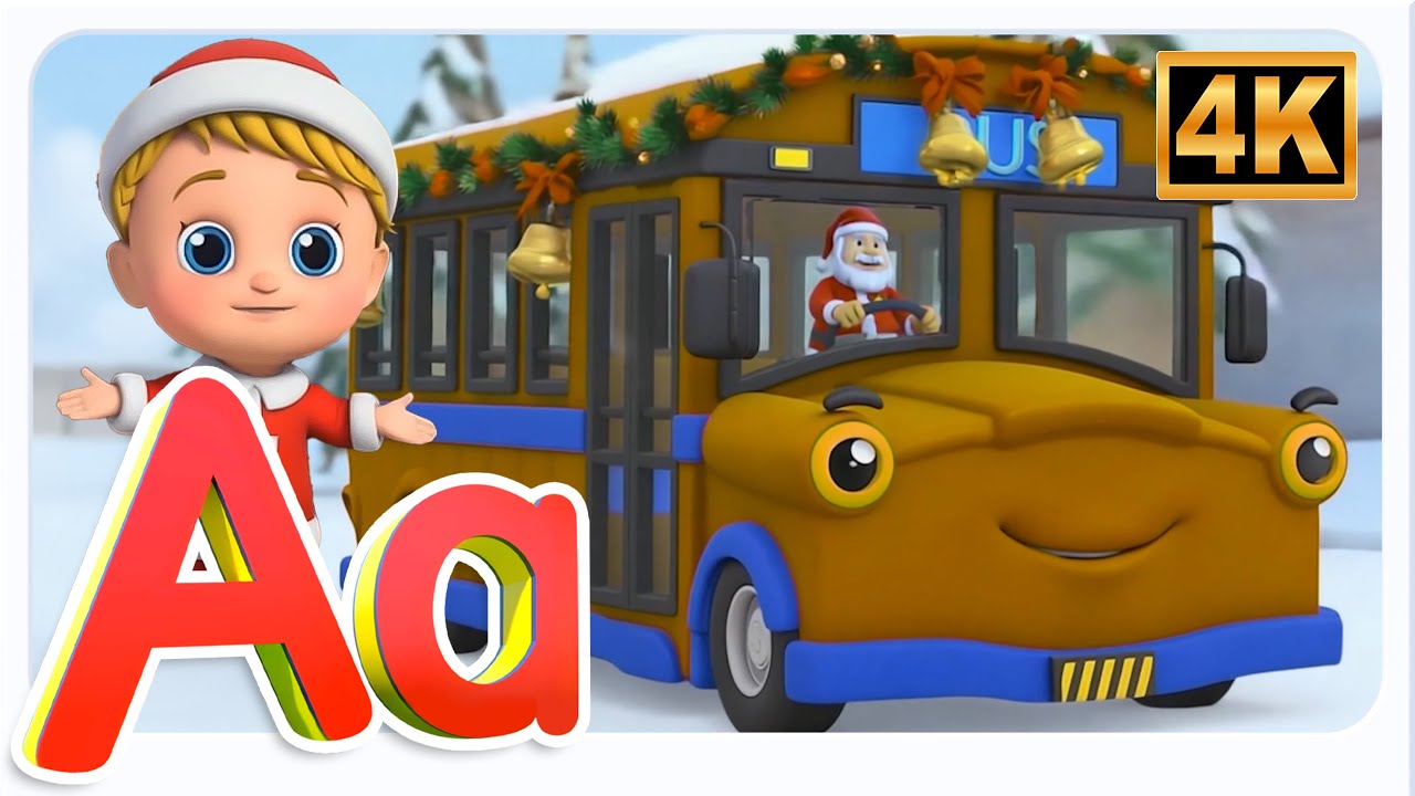 Wheels on the Christmas Bus | Christmas Music and Nursery Rhyme for ...