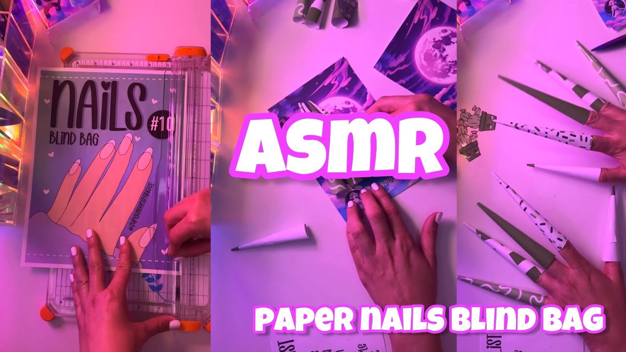 [💜asmr paper diy💜] making a paper nails blind bag, paper sounds, no ...