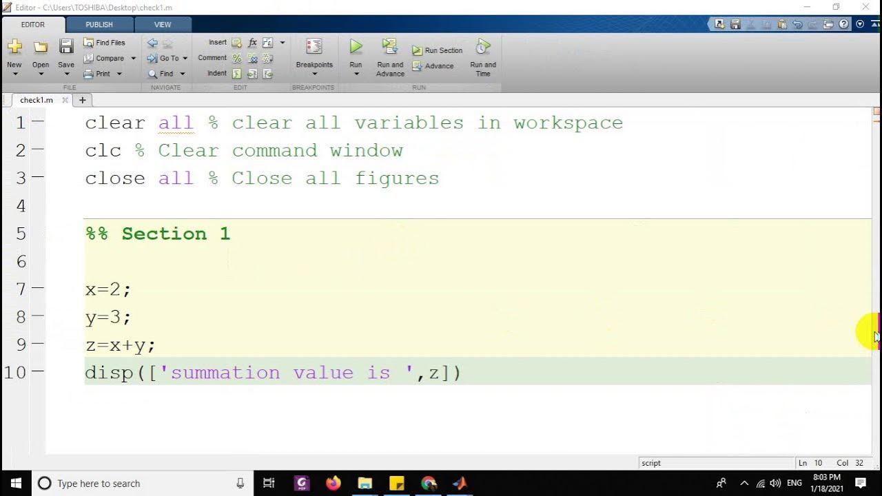 Introduction To Matlab 7 First Script شرح بالعربي Youtube