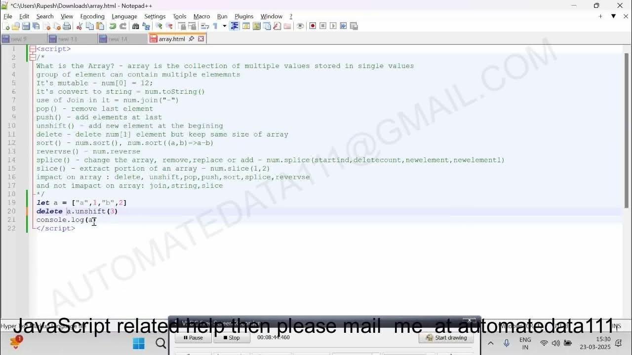 11. JavaScript Arrays Explained | Methods, Mutability, Sorting, Slicing & More - YouTube