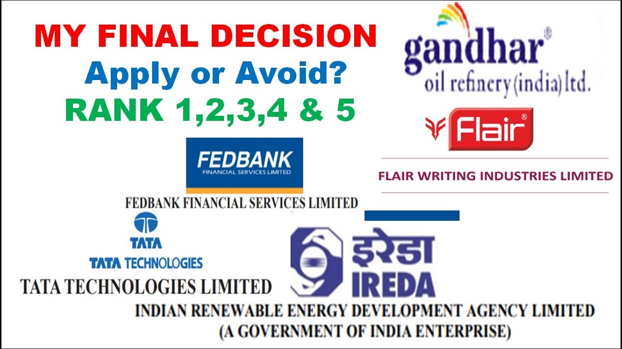 IPO Listing Gain Ranking | IREDA | Gandhar | Flair | Tata Tech ...