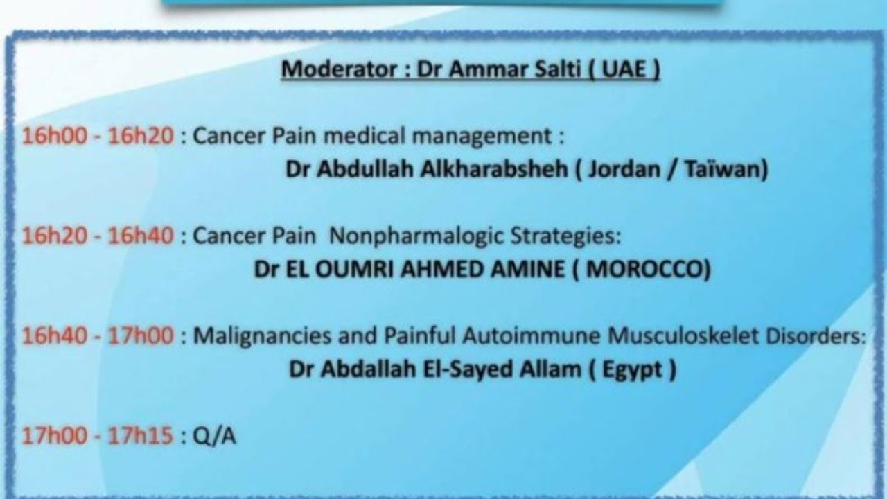 Moroccan Pain Academy Webinar: Cancer Pain Management - YouTube
