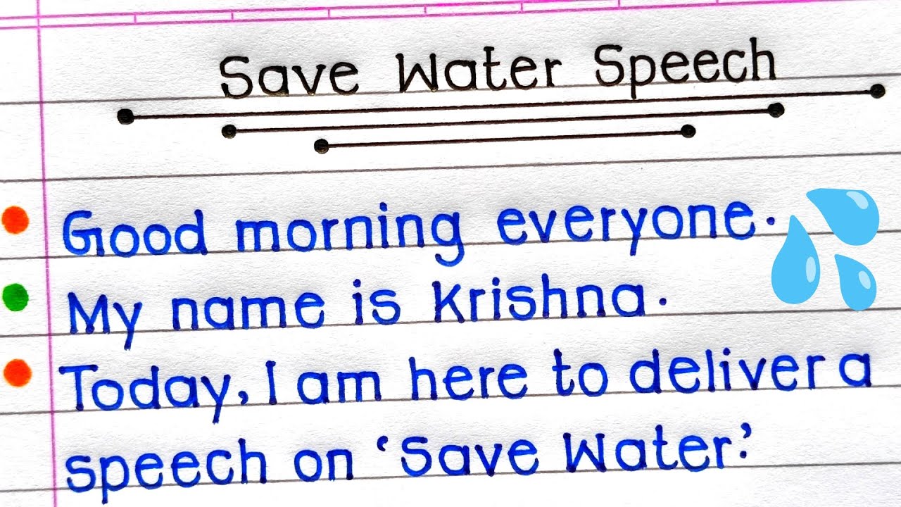 Speech On Save Water In English | Save Water Speech | 10 Lines Speech ...