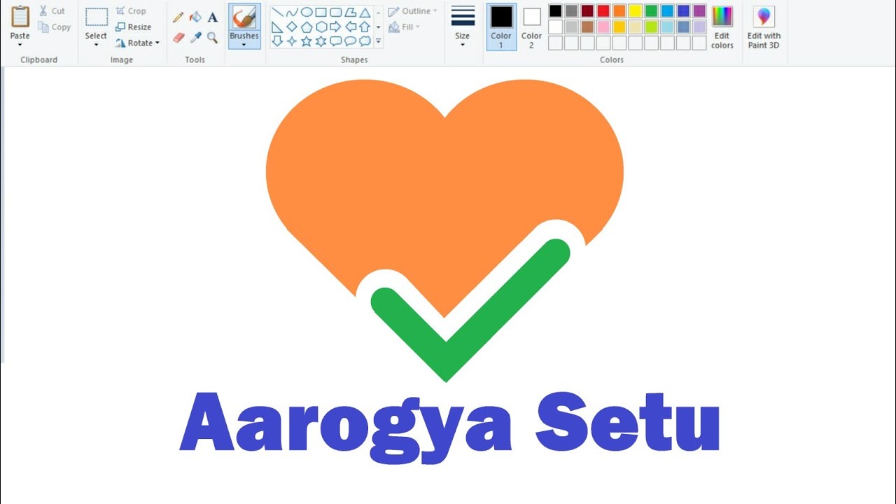 How to Draw Aarogya Setu App Logo on Computer using Ms Paint | Aarogya ...