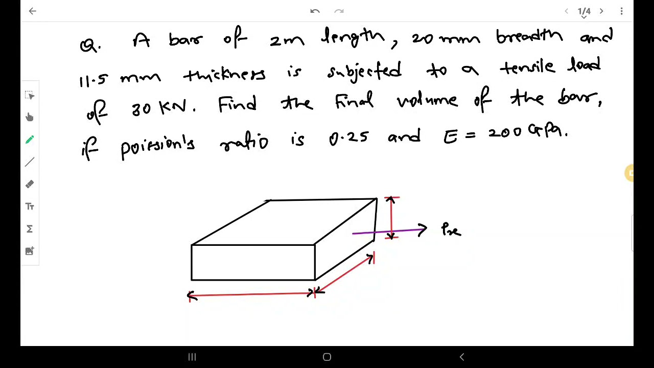 Numerical- How to calculate final Volume of the Bar - YouTube