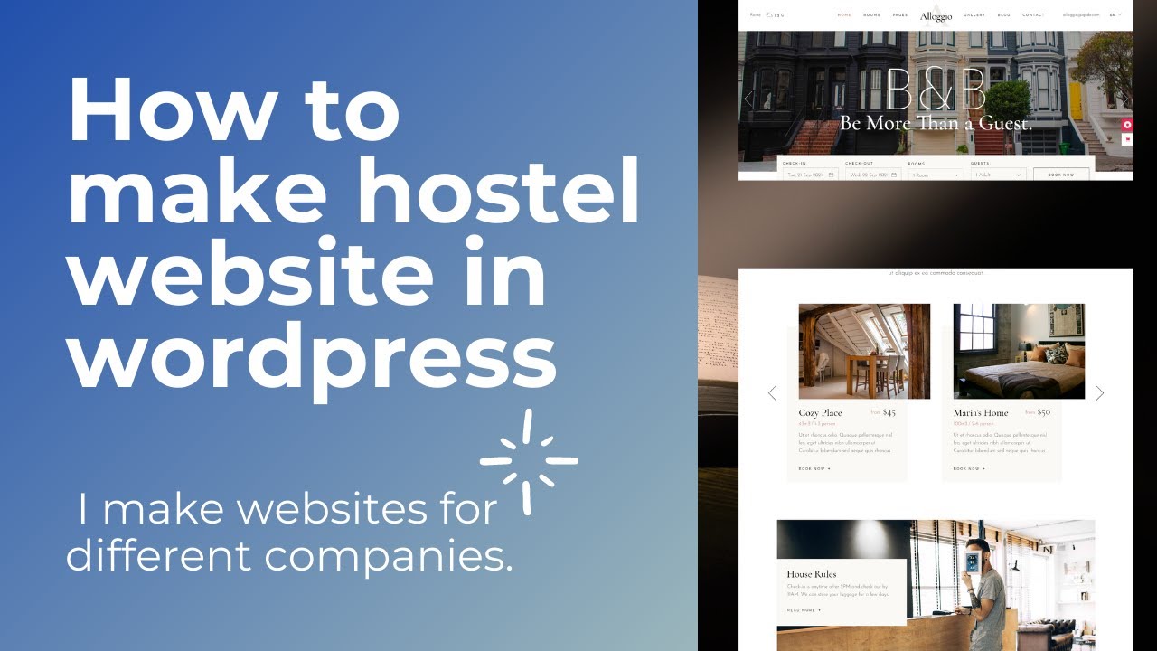 How to make hostel website in WordPress - Website Maker - YouTube