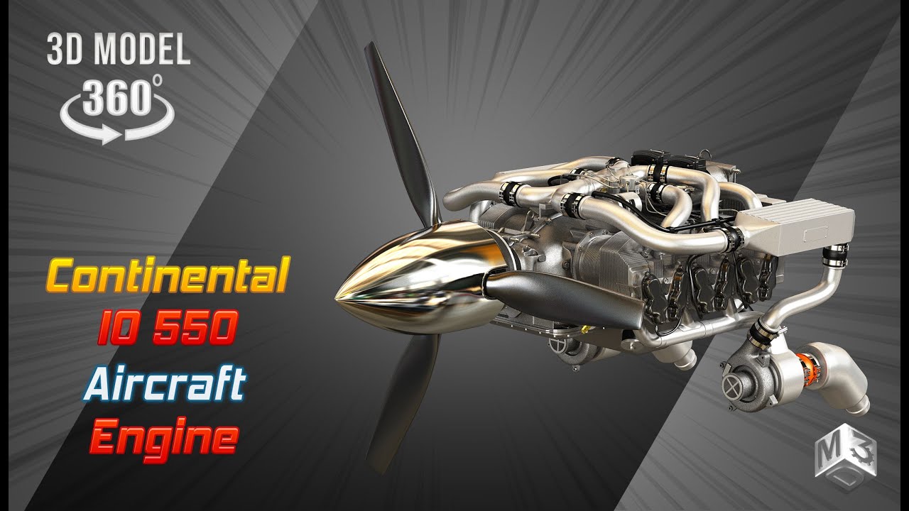 Continental IO 550 Aircraft Engine | Markos3d | 360 Degree Turn Around ...