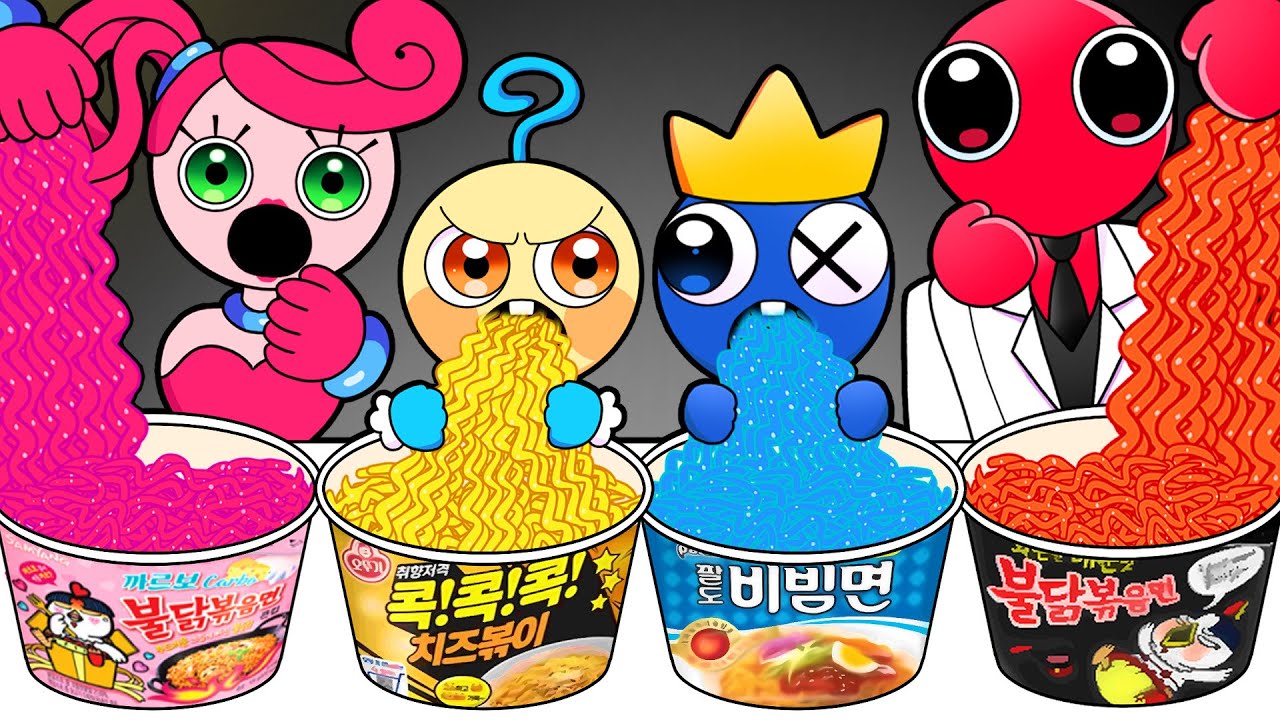 Convenience Store Food Mukbang VS Rainbow Friends & Poppy Playtime ...