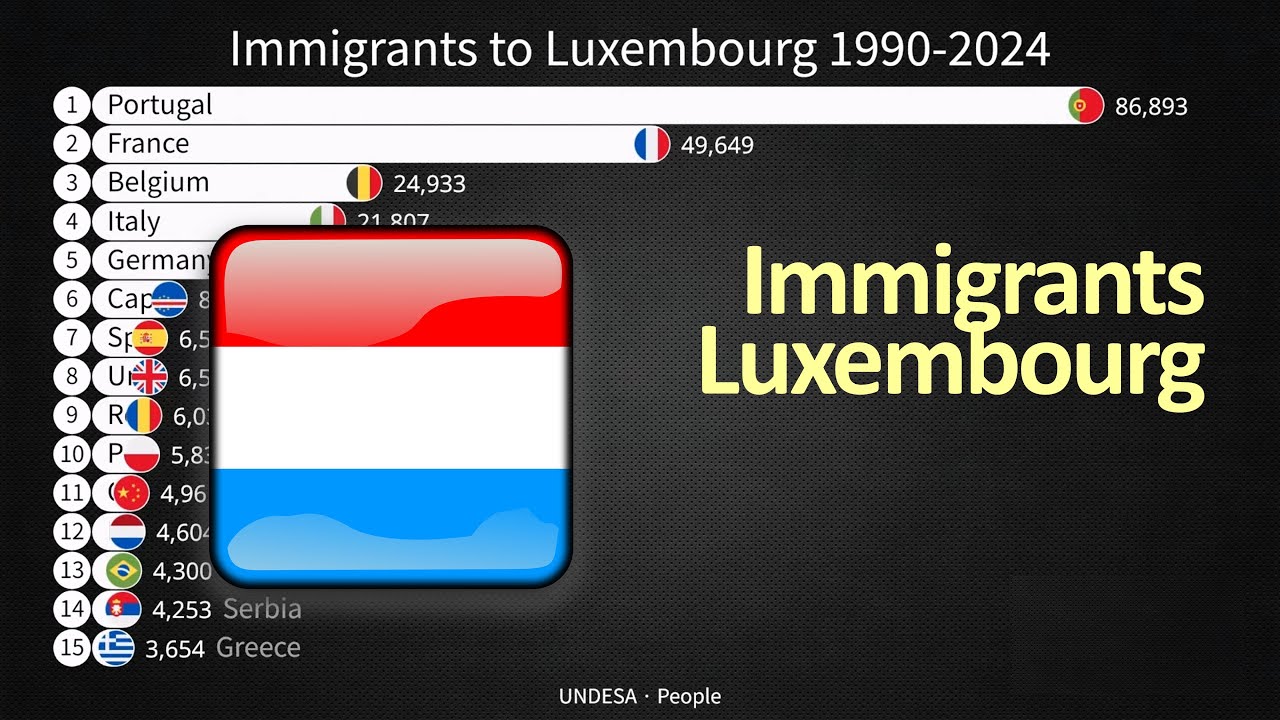 Immigrants to Luxembourg: Where did they move from? 1990-2024 - YouTube