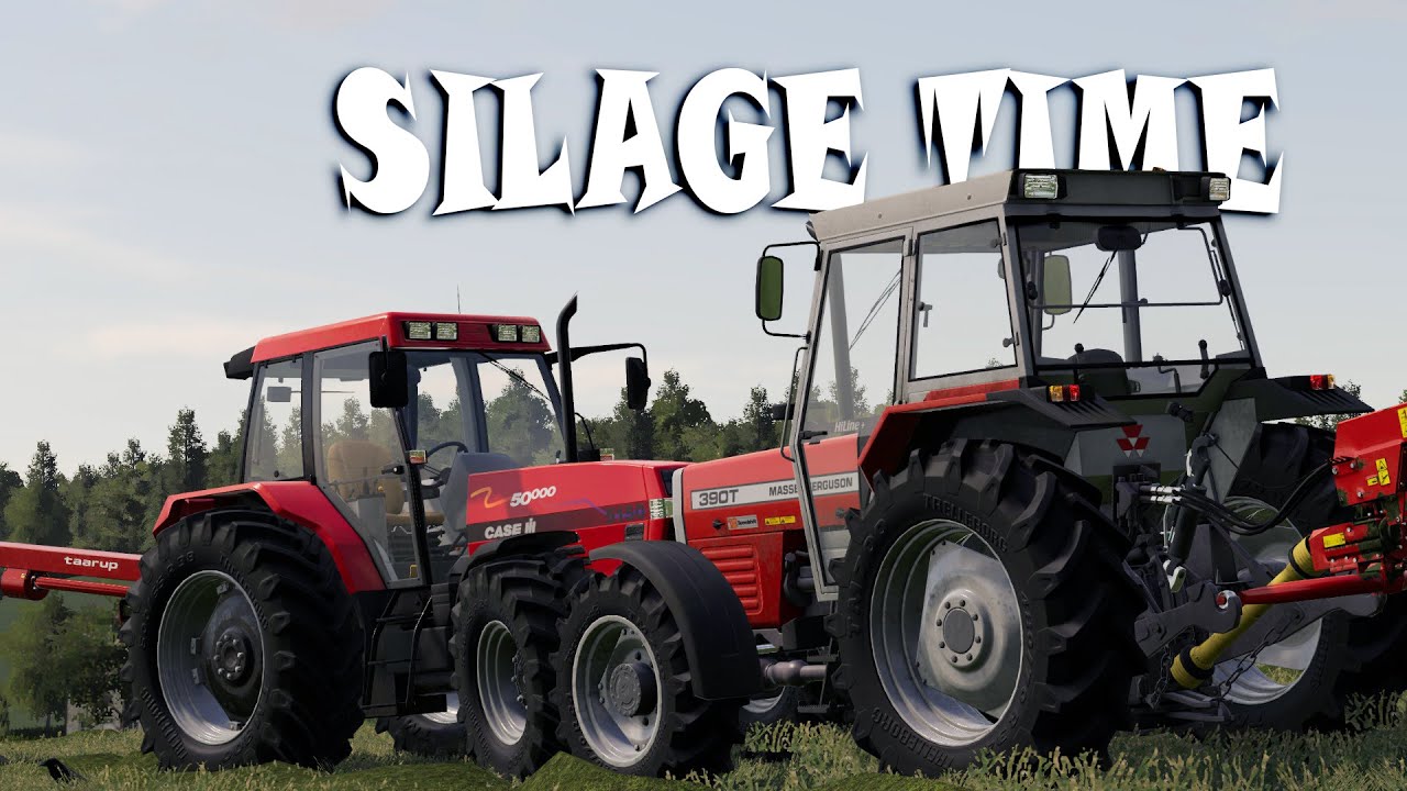 Massey 390t and case pro 5150 mowing silage | Farming Simuator 19 - YouTube