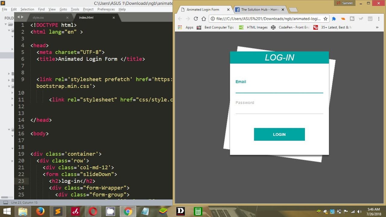 Animated Login form using html amd css - YouTube