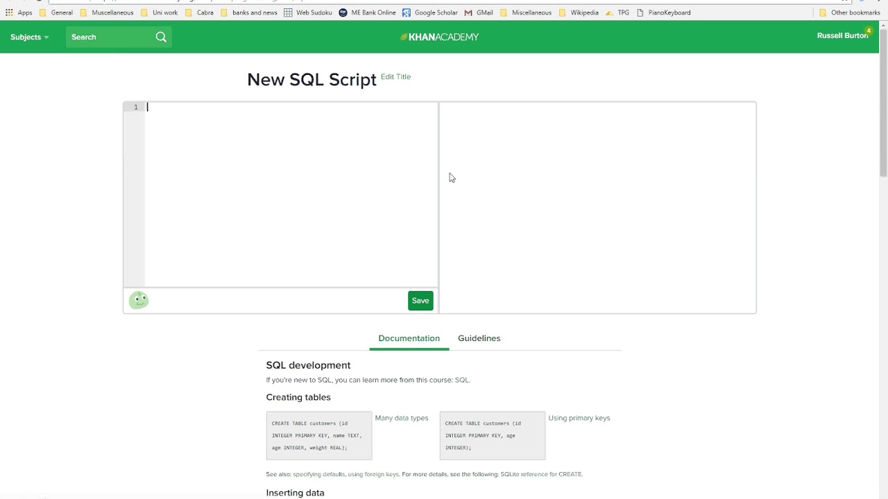 How to open a blank SQL page in Khan Academy - YouTube