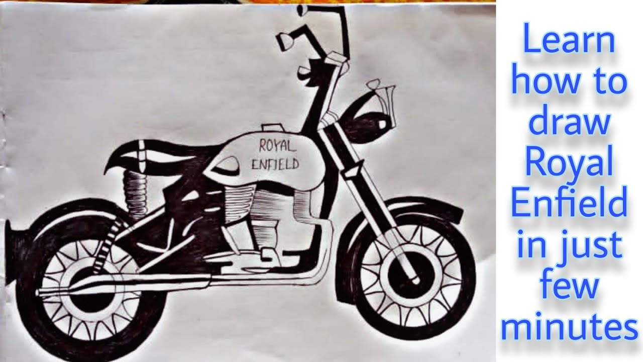 How to draw Royal Enfield bike with Pen | pen sketch - YouTube
