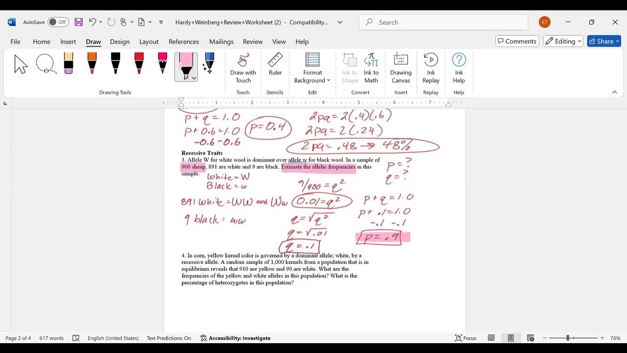 AP Biology - Unit 7: Hardy-Weinberg Equilibrium Worksheet - YouTube
