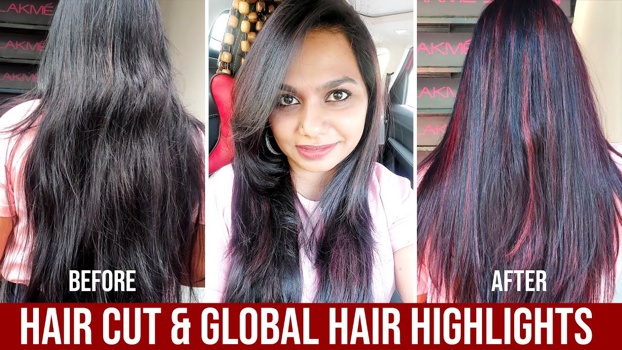 Haircut and Global highlight hair colour | Global hair highlight step ...