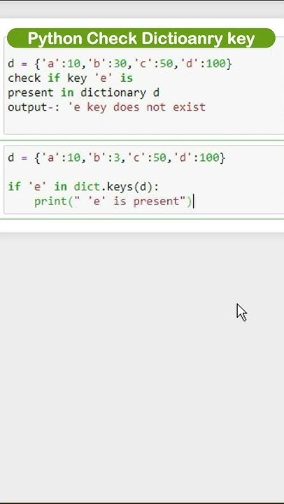 check if key is present to not in dictionary in python |= python dictionary |= python #shorts ...