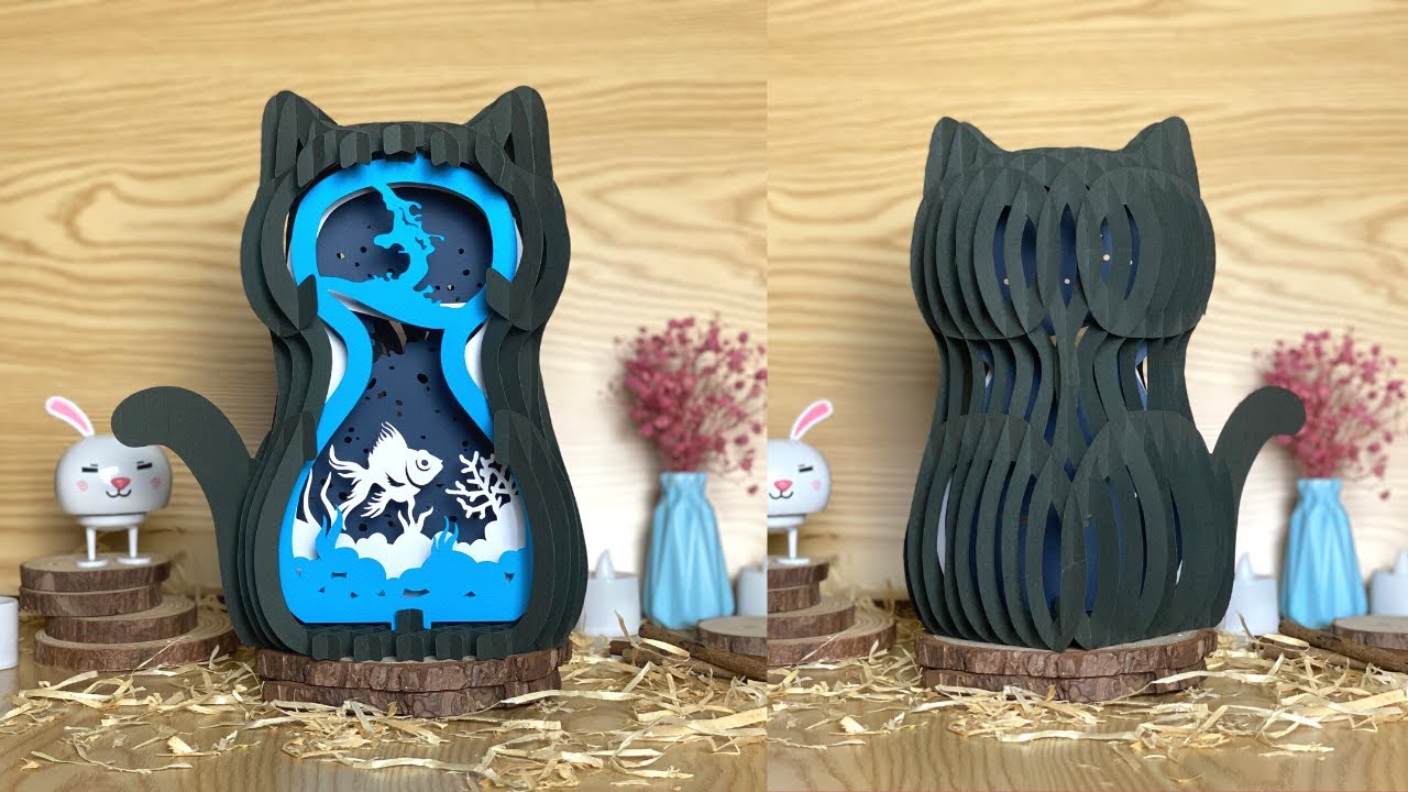 How To Make Cat Papercut Pop up - YouTube