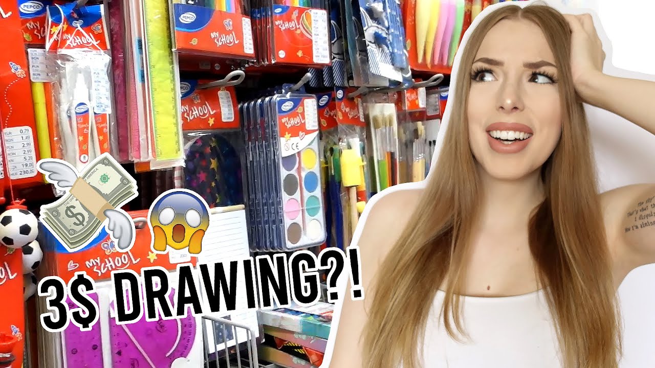 DOLLAR STORE ART CHALLENGE! Making a Drawing for 3$! - YouTube