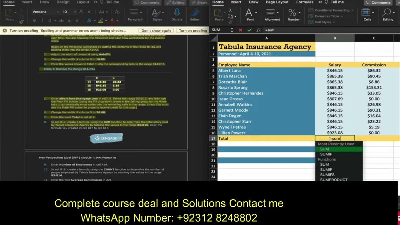 A Tabula Insurance Agency Excel Module 1 SAM Project A | NP_EX19_1a ...