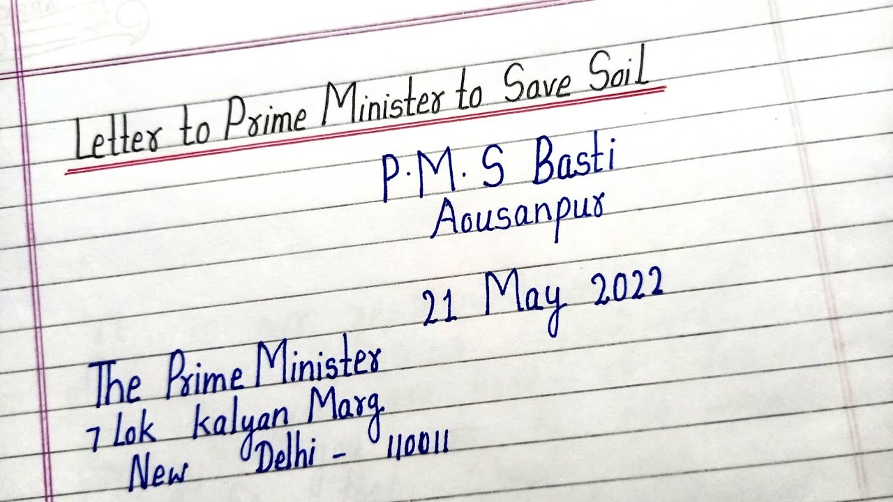 letter to Prime Minister to save soil in english/save soil letter ...