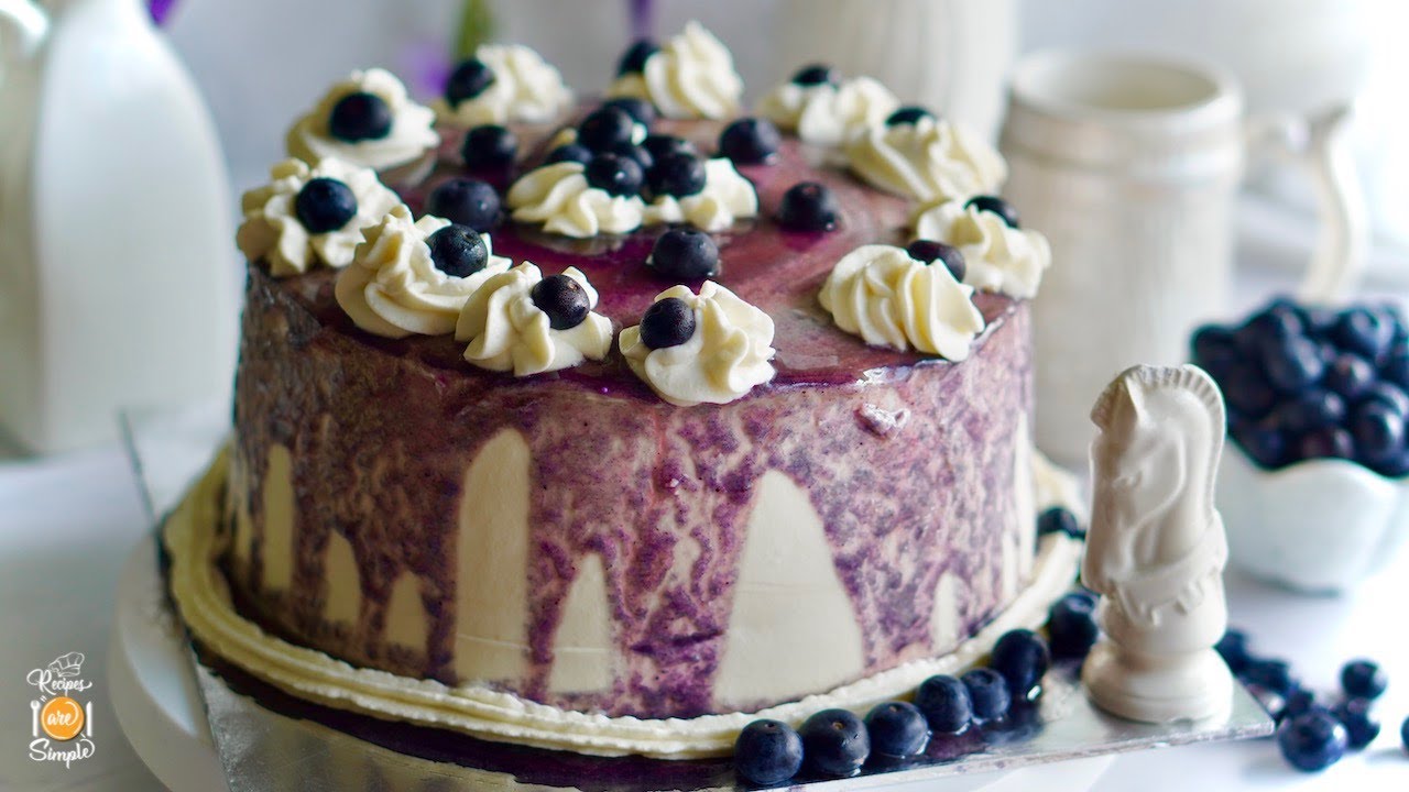 Blueberry and Cream Layered Sponge Cake Recipe - YouTube