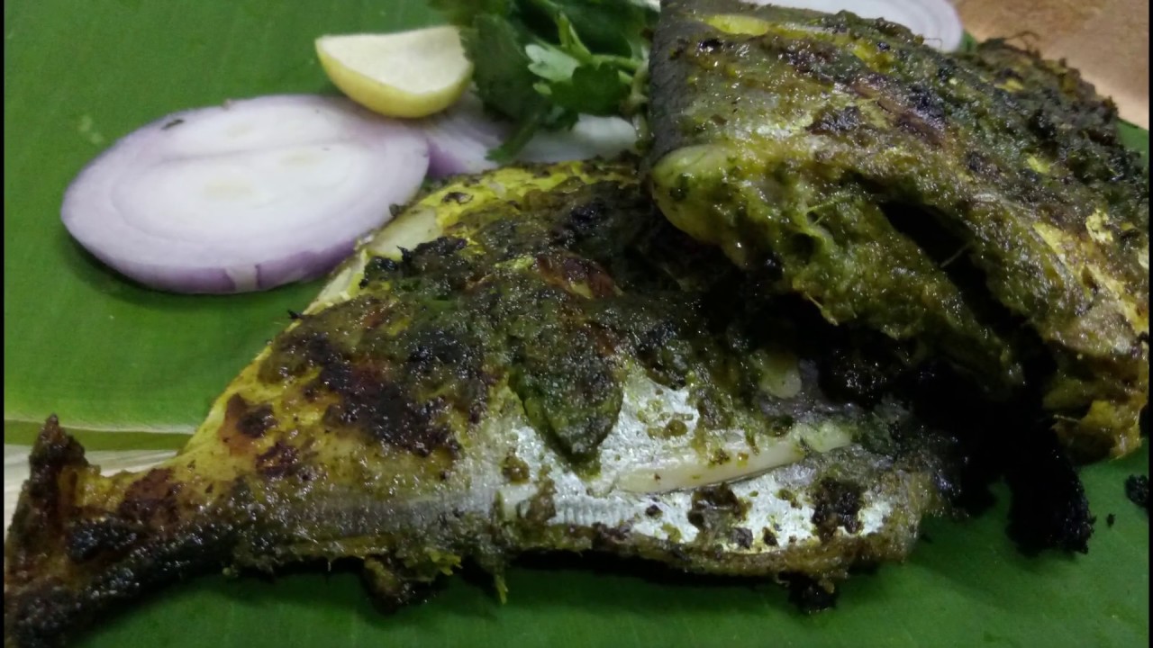Grilled Green Fish | Hariyali Machli | Grilled Pomfret | Fish Fry ...