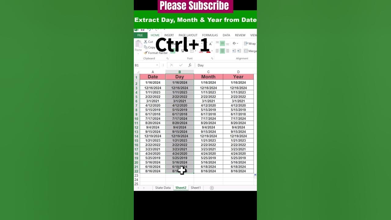 Excel Interview Questions Day Month And Year From Date In Excel Excelexceltutorialshorts