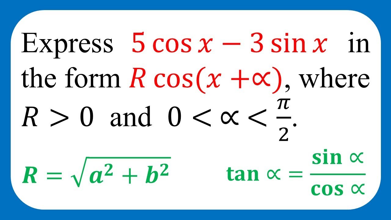 Simplifying A Cosx B Sinx Edexcel A Level Maths Trigonometry And