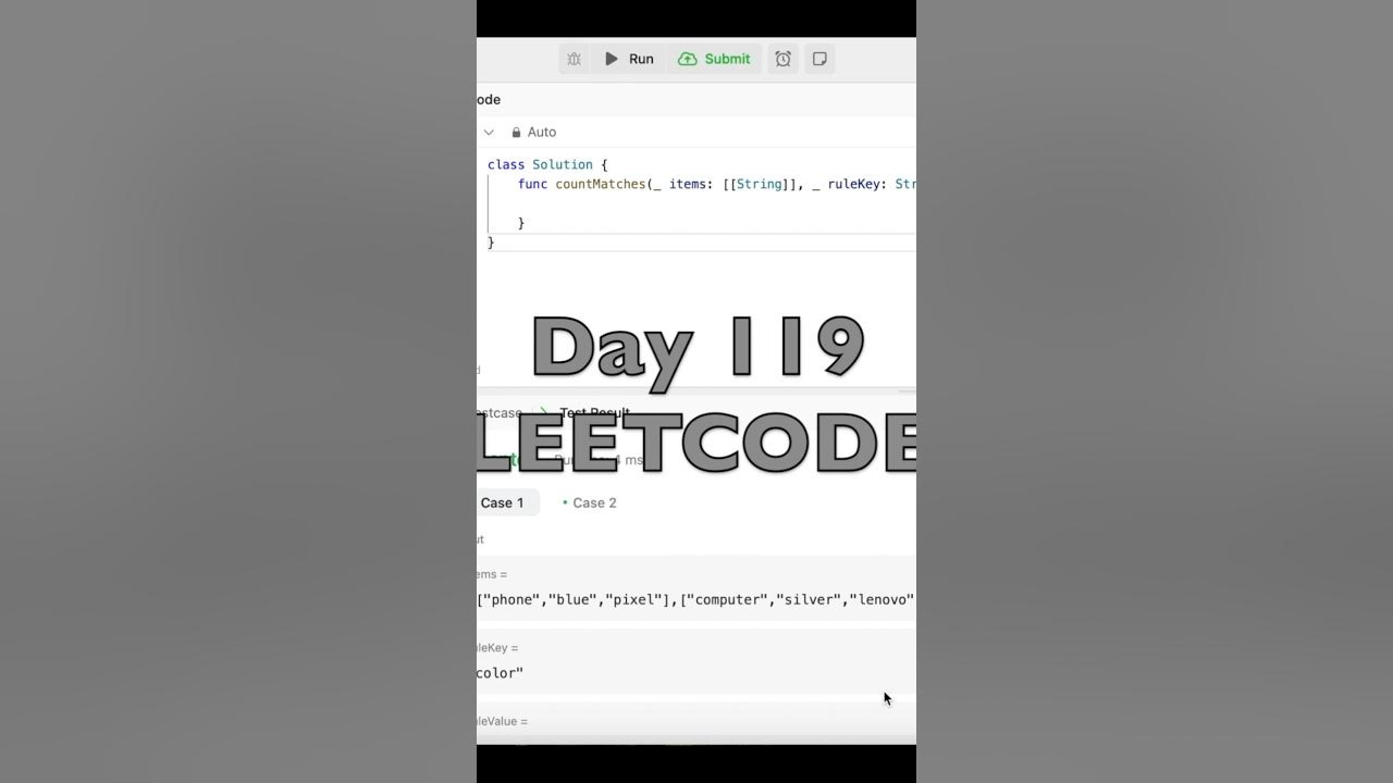 Day 119 Leetcode Problem 1773 Swift Daily Challenge Swiftui
